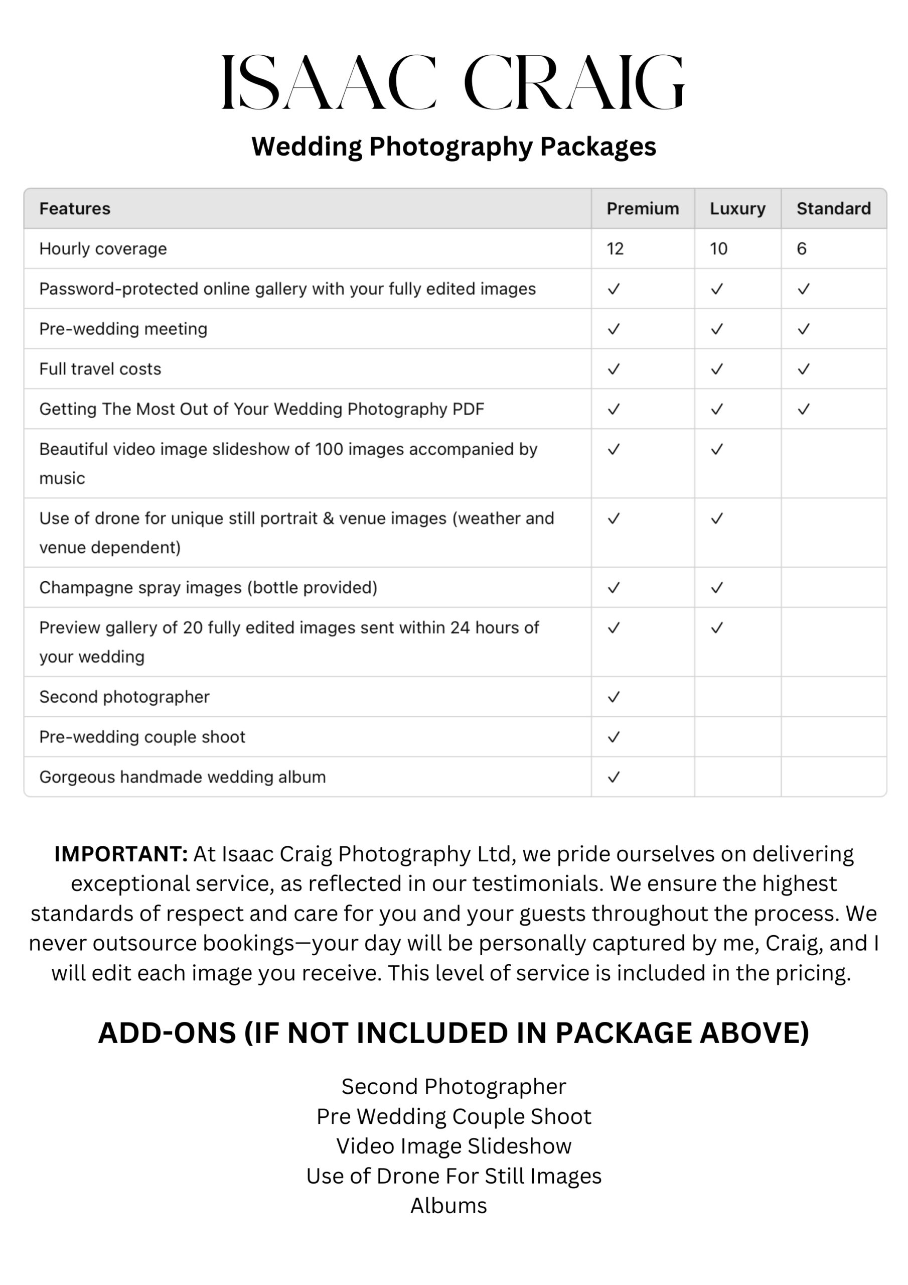 Wedding Photography Packages & Prices